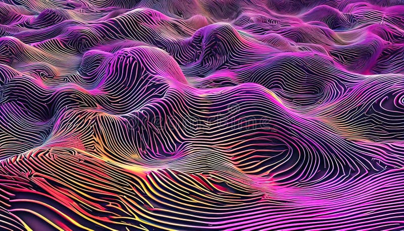 Psychedelic Lines Surrealism, Abstract Gradient Background with Linest ...