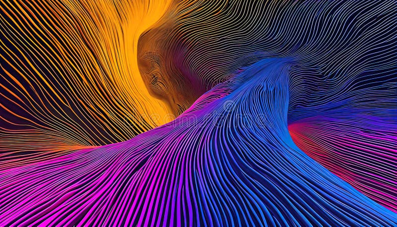 Psychedelic Lines Surrealism, Abstract Gradient Background with Linest ...