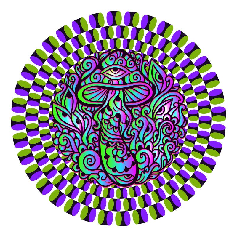 Psychedelic Magic Mushrooms Half Mandala Sacred Geometry Ornament ...