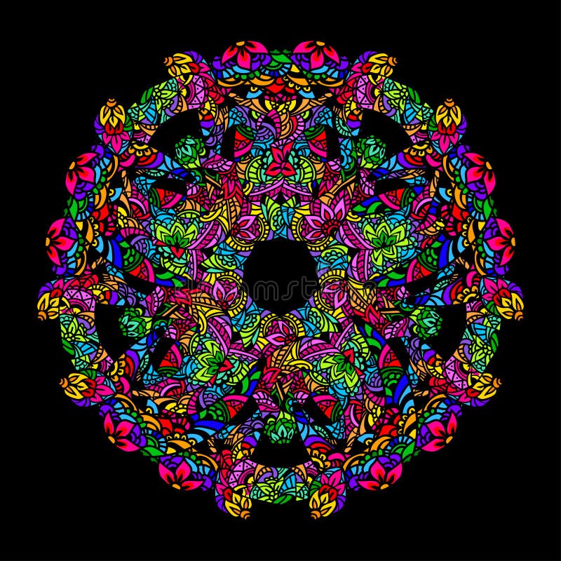 Psychedelic mandala round stock vector. Illustration of colorful - 63833886
