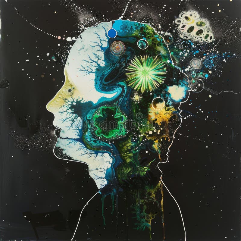 Psychedelic Mind Merge stock image. Image of contemplative - 312827431