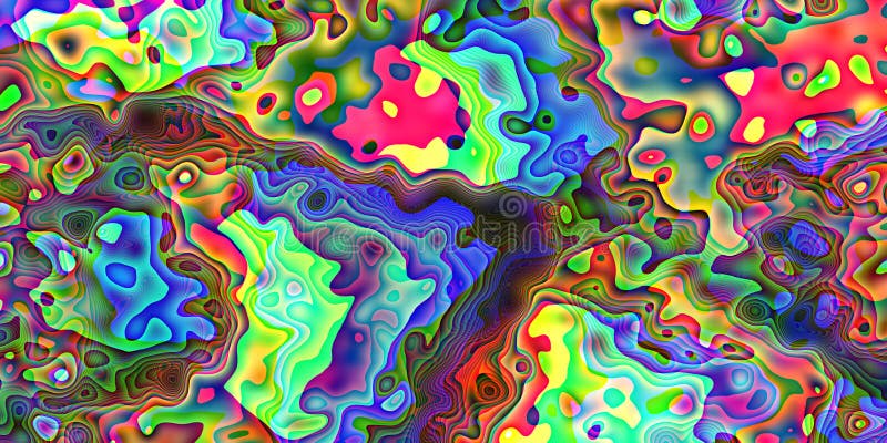 Psychedelic Multicolor Geometric Pattern with Curved Lines, Funky ...