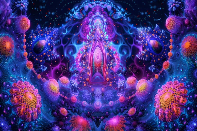 A Psychedelic Neon Abstract Wallpaper with Fractal Patterns and Trippy ...