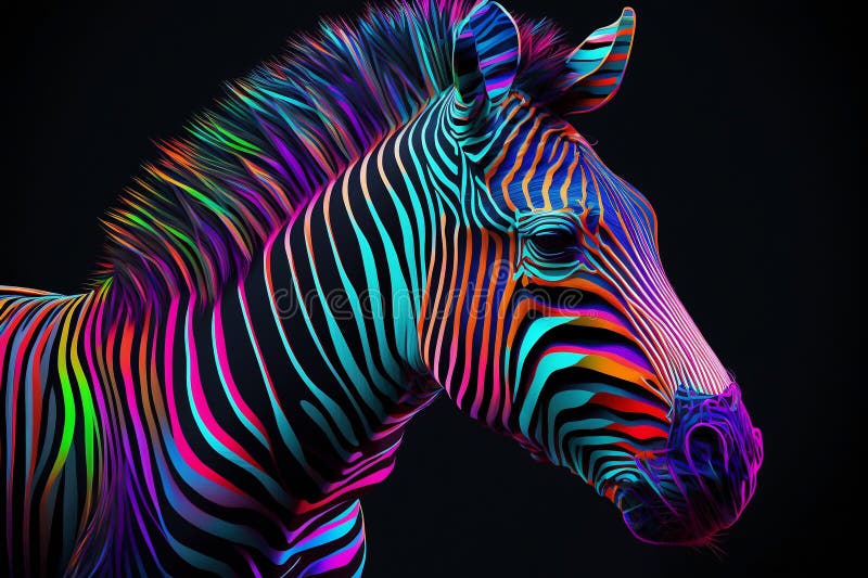 Psychedelic Neon Colors Cool Zebra Stock Illustration - Illustration of ...