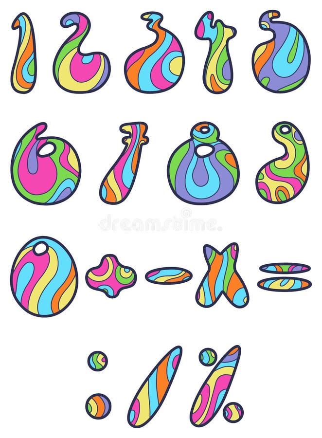 Psychedelic numbers stock vector. Illustration of sixties - 17247445