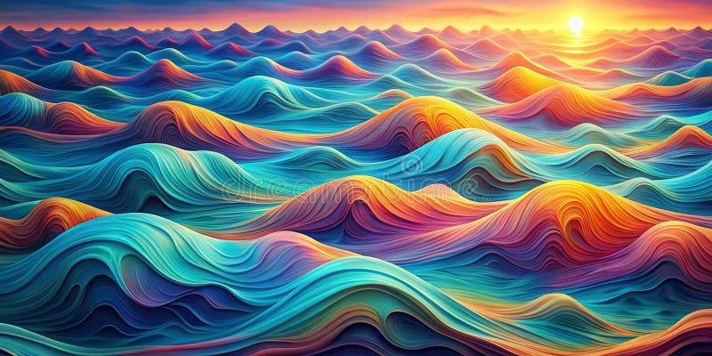 Psychedelic Ocean Currents Abstract Pattern AI-Generated Content Stock ...