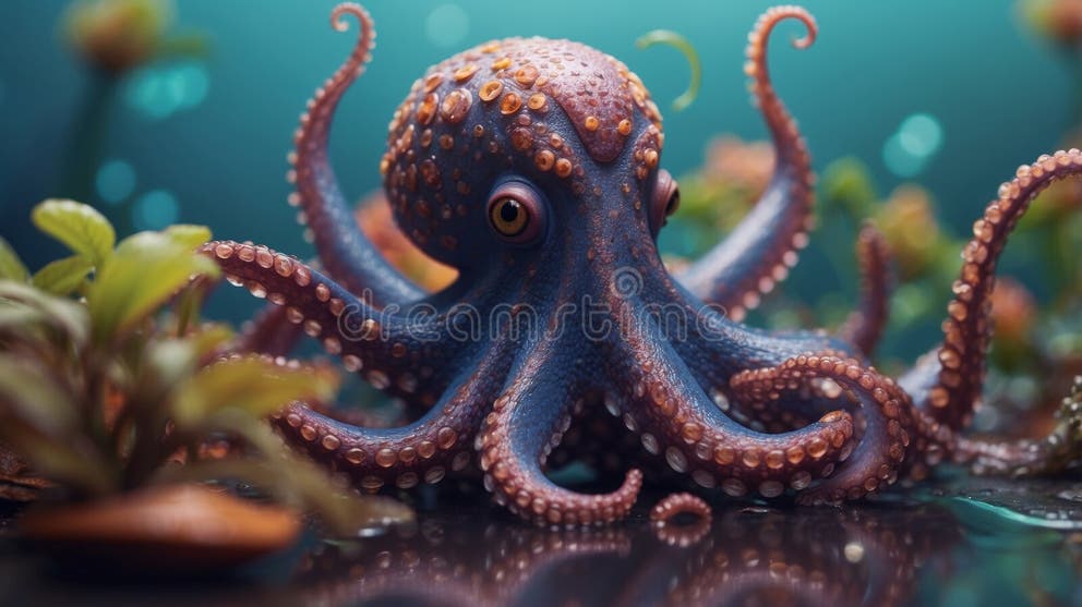 Psychedelic Octopus in a Whimsical World. Stock Illustration ...