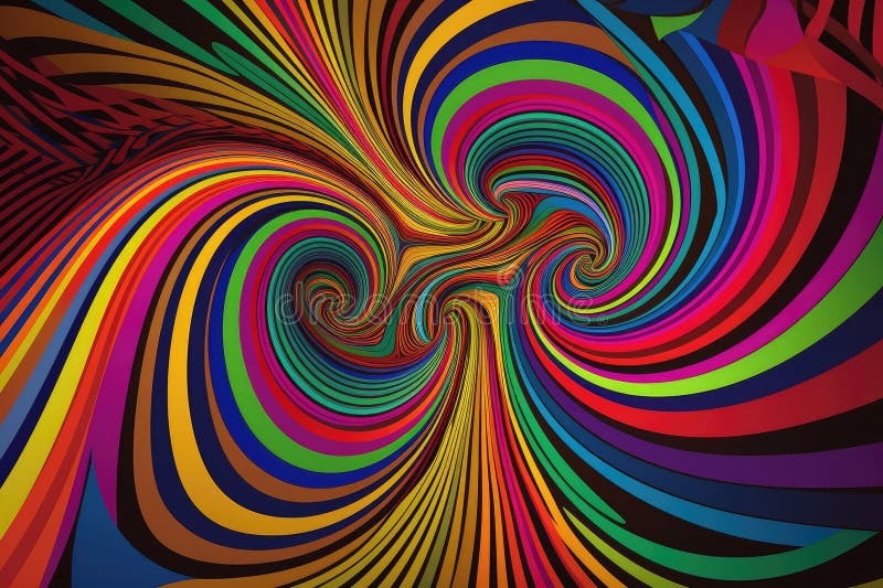 A Psychedelic Optical Illusion, with Swirling Shapes and Colors Stock ...