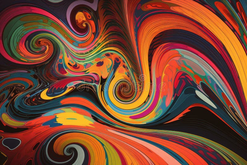 A Psychedelic Optical Illusion, with Swirling Shapes and Colors Stock ...
