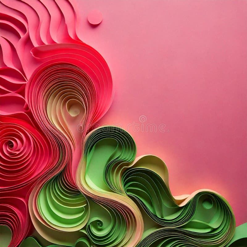 Psychedelic Paper Shapes with Copy Space - Pink and Green Colours ...