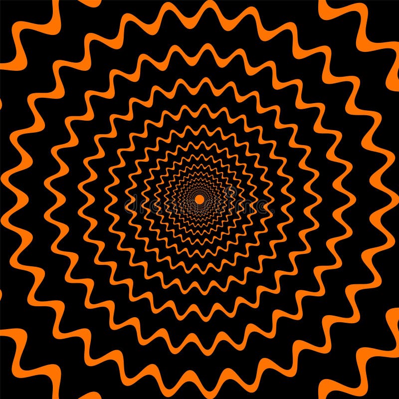 Psychedelic Pattern with Black Orange Wavy Lines Stock Illustration ...