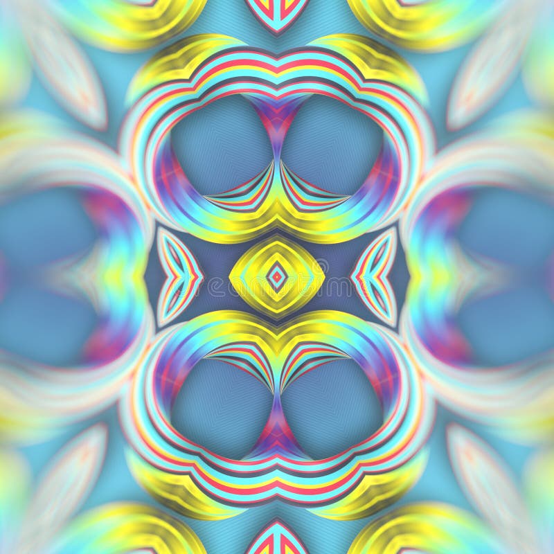 Psychedelic Pattern from a Group of Iridescent Twisted Shapes. Bright ...