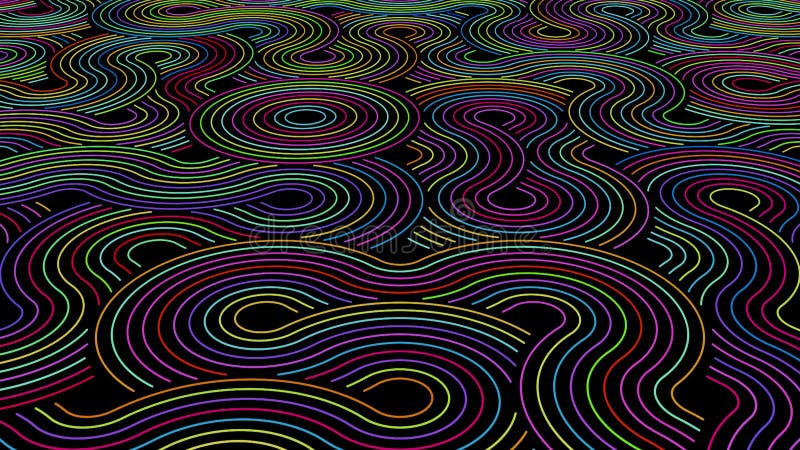 Psychedelic Patterns Background with Bright Colorful Curves and Trippy ...
