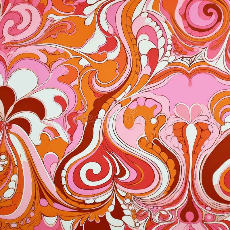 Psychedelic Patterns, Bright and Warm Colors, Pink, Orange and White ...