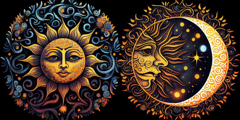 Psychedelic Sun And Moon Wallpaper