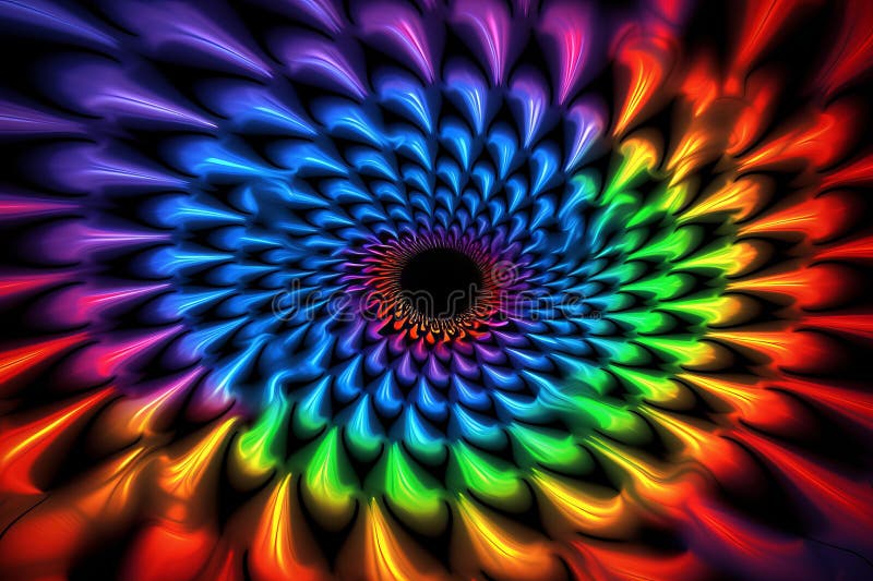 Psychedelic Patterns and Optical Illusions in Vibrant Colors on Black ...