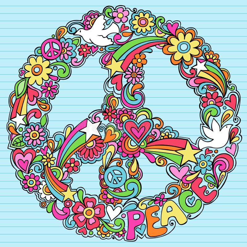 Psychedelic Peace Sign Notebook Doodles Vector Stock Vector ...