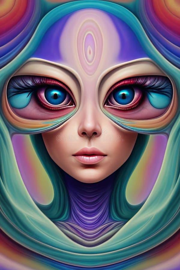 Psychedelic Portrait of a Woman Stock Image - Image of decoration ...