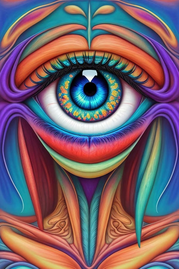 Psychedelic Portrait of a Woman Stock Illustration - Illustration of ...