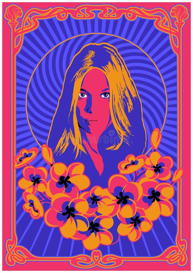 Psychedelic Hippie Art Style Poster Stock Vector - Illustration of ...