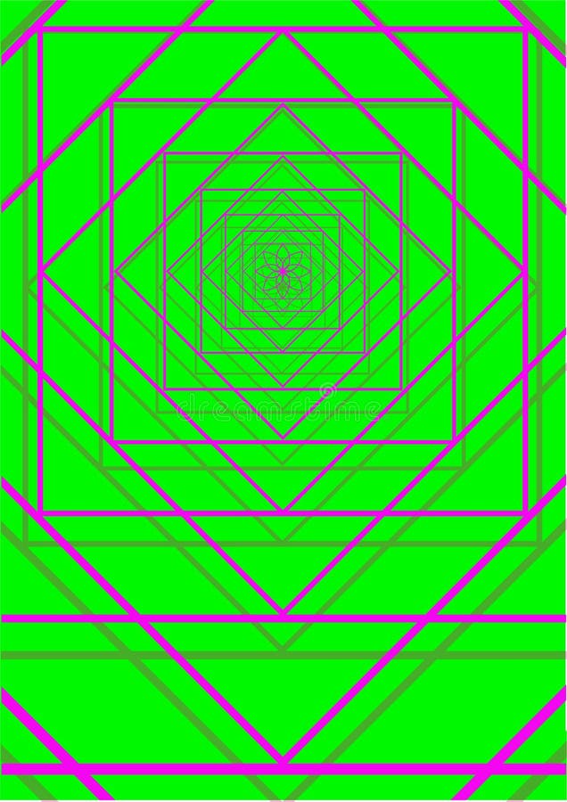 Psychedelic Poster. Geometric Pattern on Green Background Stock ...
