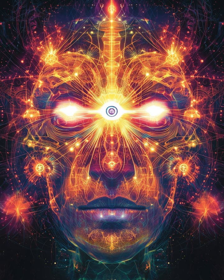 Psychedelic Rainbow Vortex with Layered Paper Forms and Flowing ...