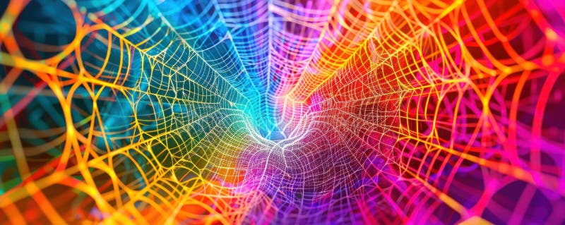 Rainbow Web Pattern with an Optical Illusion of Infinite Perspective ...