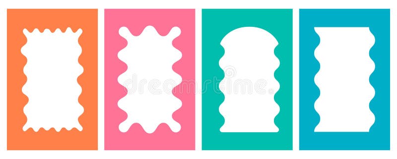 Psychedelic Retro Wavy Frame. Rectangle Groovy Border with Scallop Edge ...