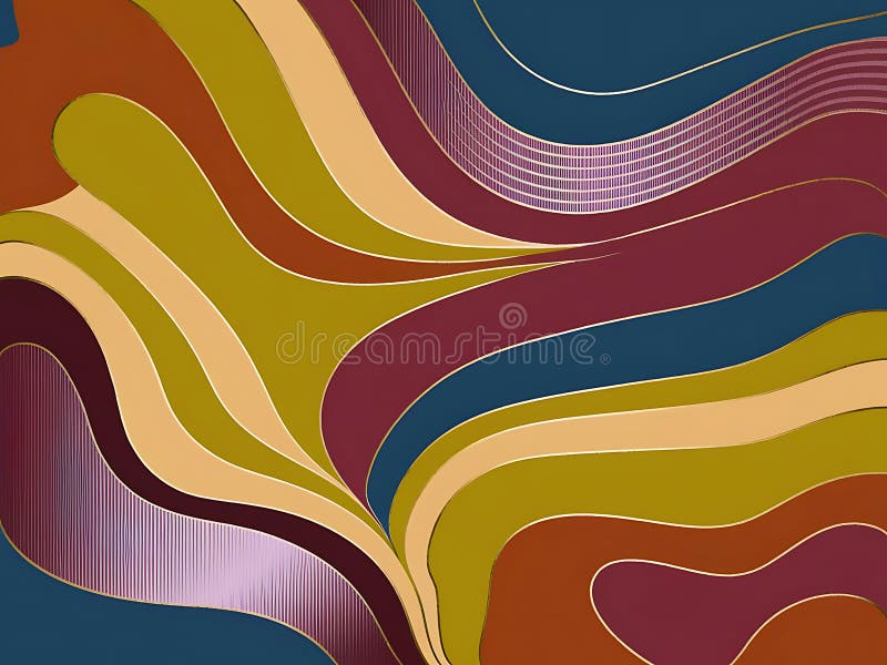Psychedelic Retro Wavy Pattern in Vibrant 70s Colors Stock Illustration ...