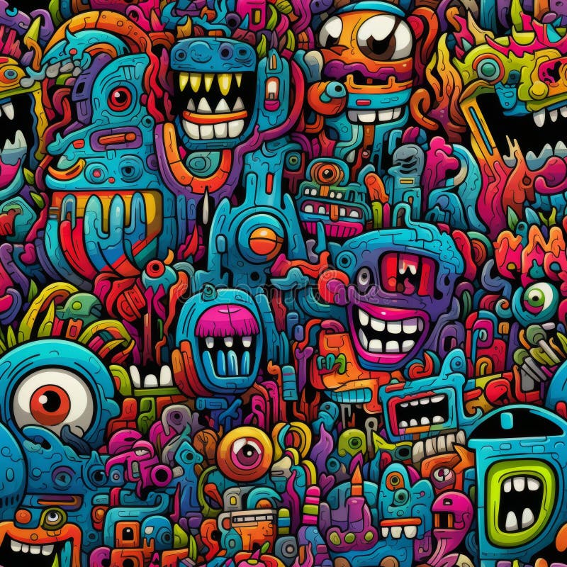 Psychedelic Seamless Pattern with Captivating Abstract Elements for ...