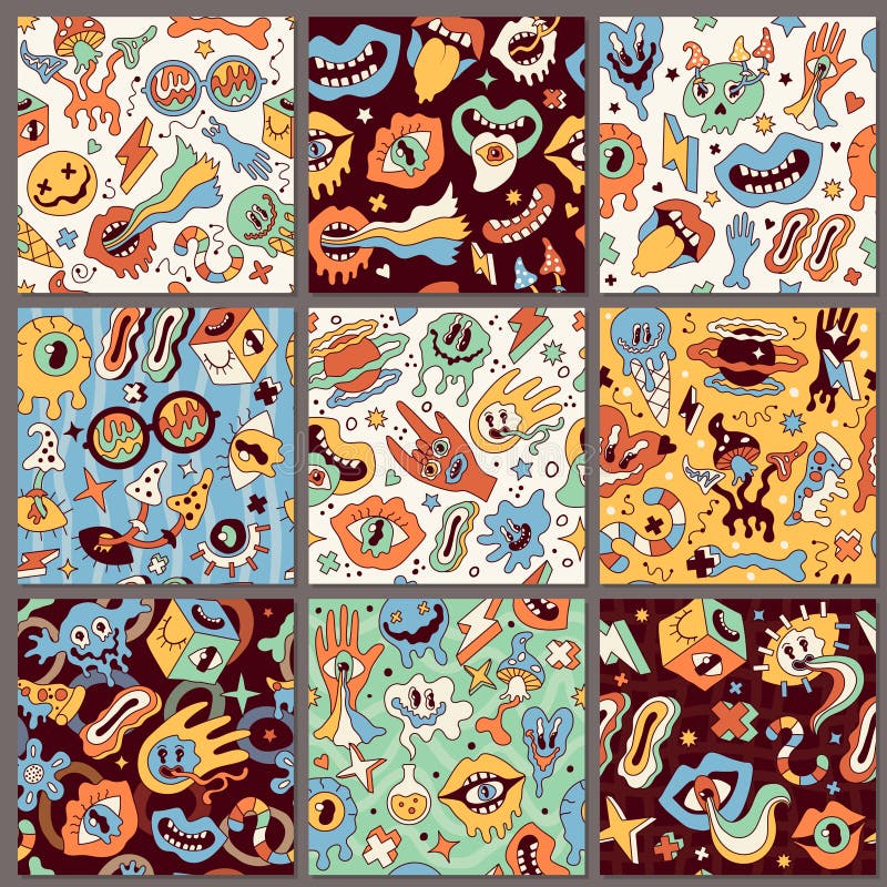 Retro Colors Abstract Psychodelic Pattern Stock Illustrations – 42 ...