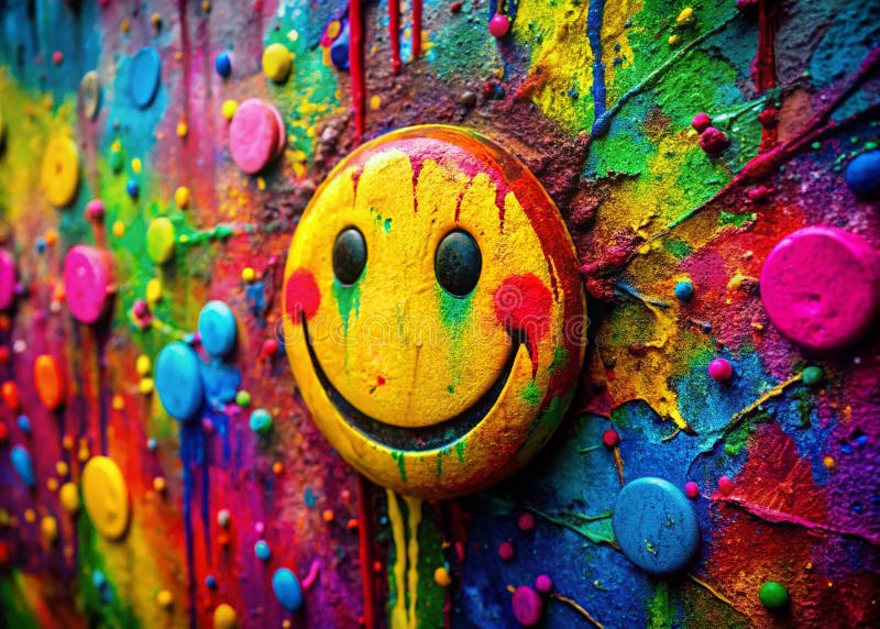Psychedelic Smiley Face Graffiti Art a Vibrant Explosion of Color and ...