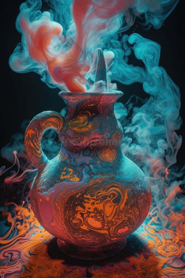 Psychedelic Smoke from a Magic Jug Stock Illustration - Illustration of ...