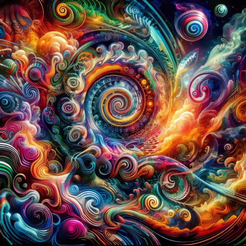86 Psychedelic Sounds a Digital Collage with Swirling Stock Image ...