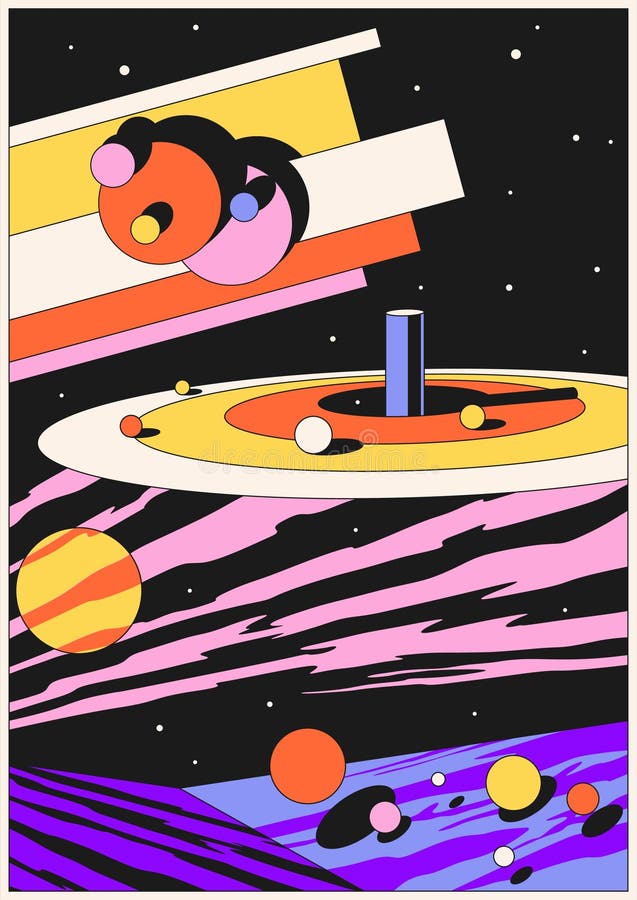 Psychedelic Space Retro Style Illustration Stock Vector - Illustration ...