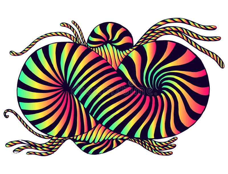 Psychedelic Spiral Visual Art Pattern, Bright Turquoise Yellow Orange ...