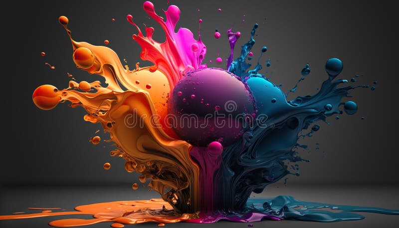 Metallic Paint Ink Multi Coloured Abstract Background Illustration ...
