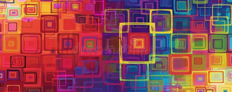 Psychedelic Square Patterns in Vivid Colors Stock Image - Image of ...