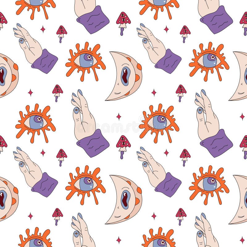 Psychedelic Style Cute Pattern, Psychedelic Style, Psychedelic Seamless ...