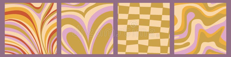 Psychedelic Swirl, Checkerboard Groovy Backround Set. Psychedelic Hippy ...