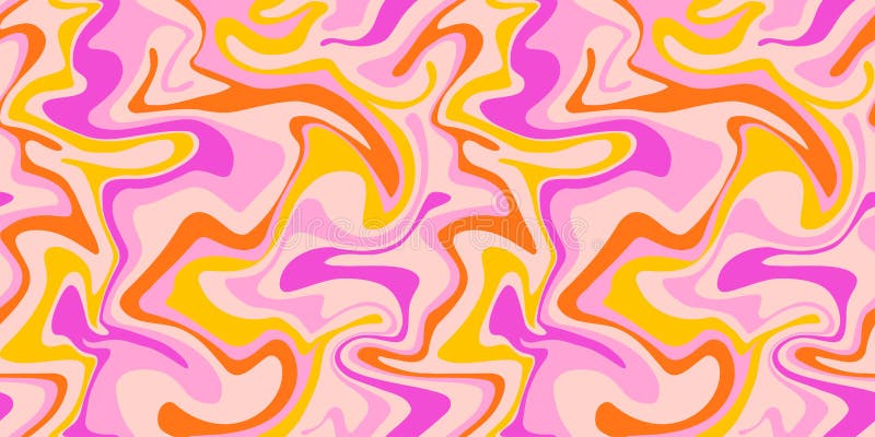 Psychedelic Swirl Seamless Pattern. 60s, 70s Style Liquid Groovy ...
