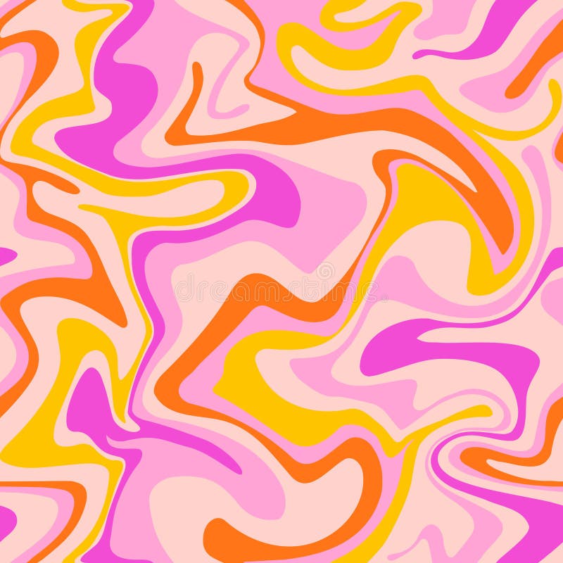 Psychedelic Swirl Seamless Pattern. 60s, 70s Style Liquid Groovy ...