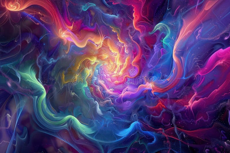 Psychedelic Swirls of Color and Light Stock Illustration - Illustration ...