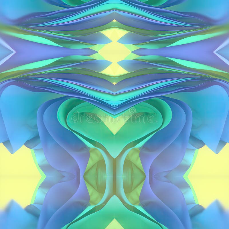 Symmetrical Wave Pattern of Flying Colored Fabric Stripes. 3d Rendering ...