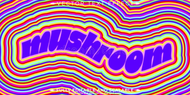 Psychedelic Text Effect, Editable Mushroom Text Style Stock Vector ...