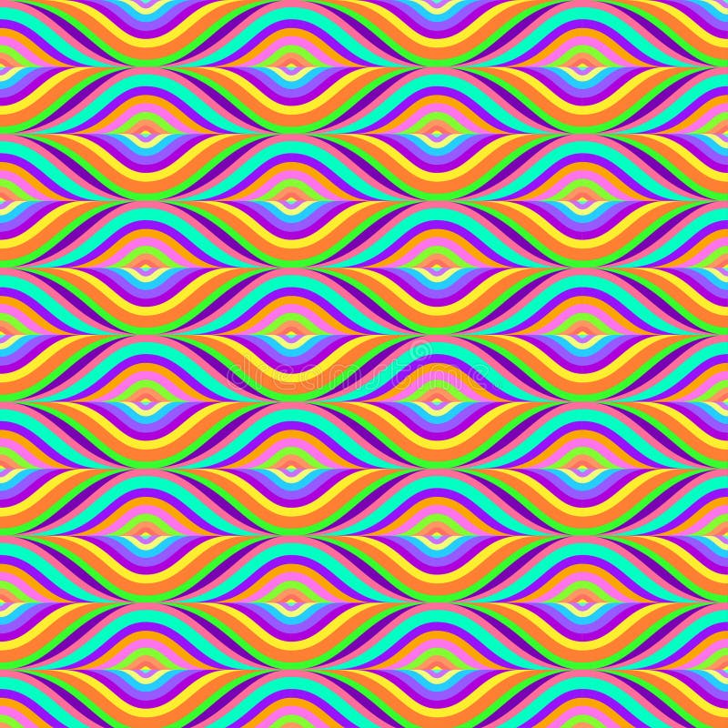 Psychedelic Trippy Rainbow Waves Seamless Pattern. Abstract Liquid ...