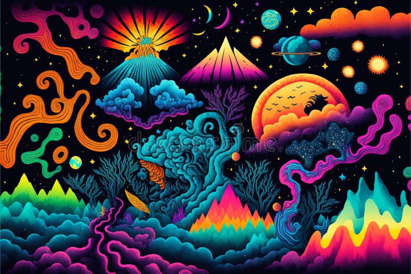 Rainbow Trippy Background. Iridescent Fluid Texture. Liquid Holographic ...