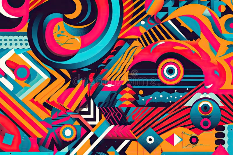 Psychedelic Typography with Bold, Geometric Shapes and Patterns Stock ...