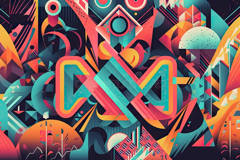 Psychedelic Typography with Bold, Geometric Shapes and Patterns Stock ...
