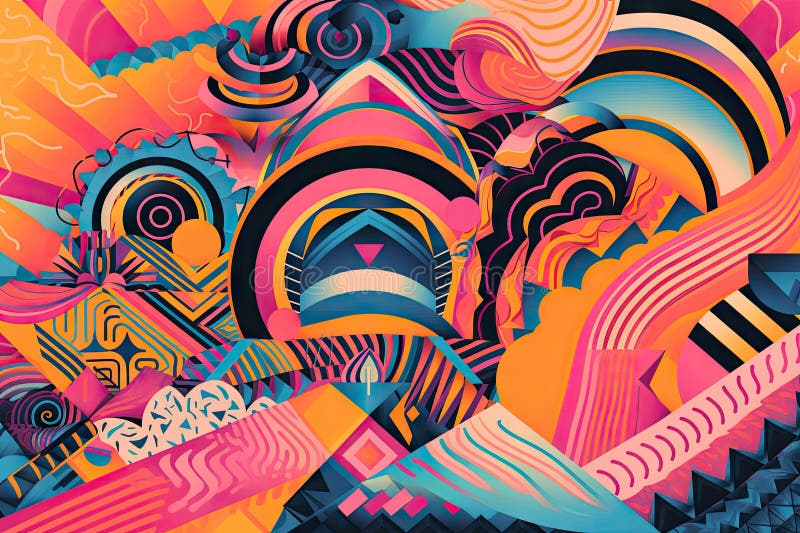 Psychedelic Typography with Bold, Geometric Shapes and Patterns Stock ...
